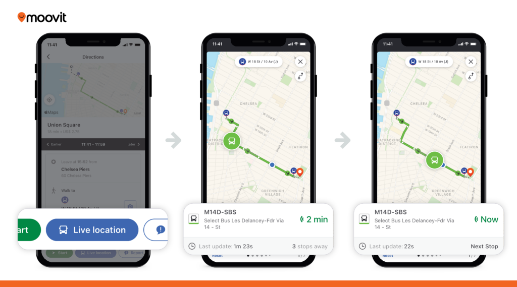 Moovit - ¡Ve la ubicación en directo de tu línea de transporte en el mapa!