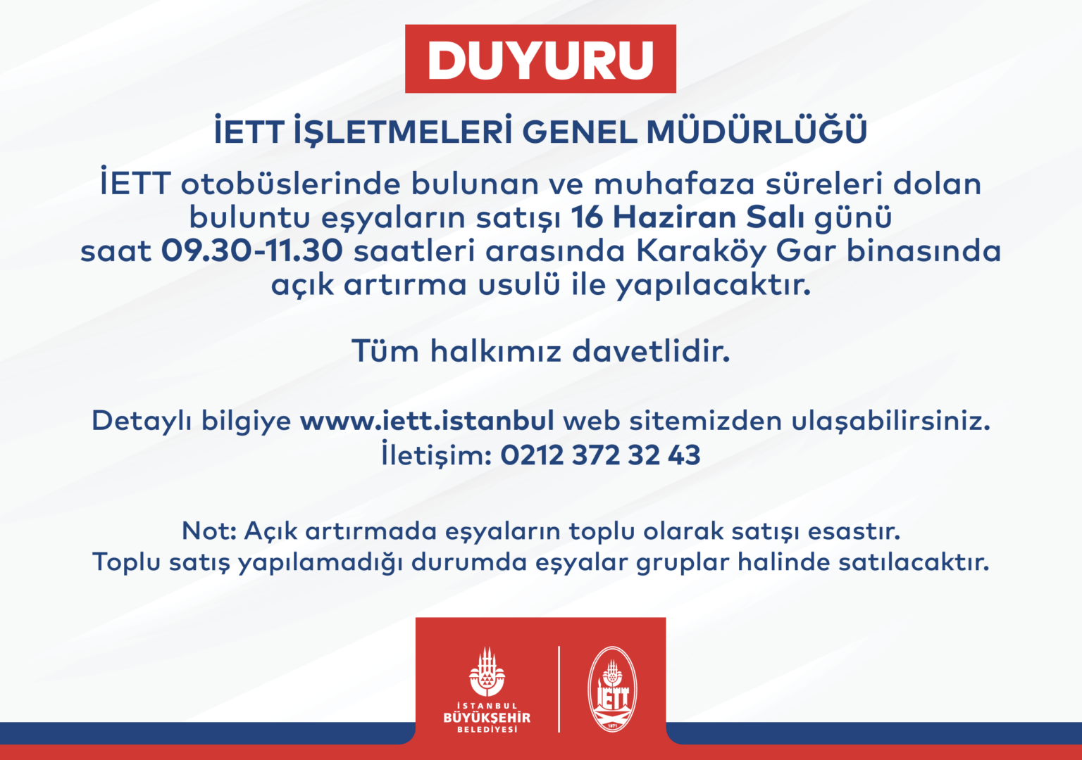 Moovit - İETT’de Bulunmuş Eşyalar Açık Artırmaya Çıkıyor